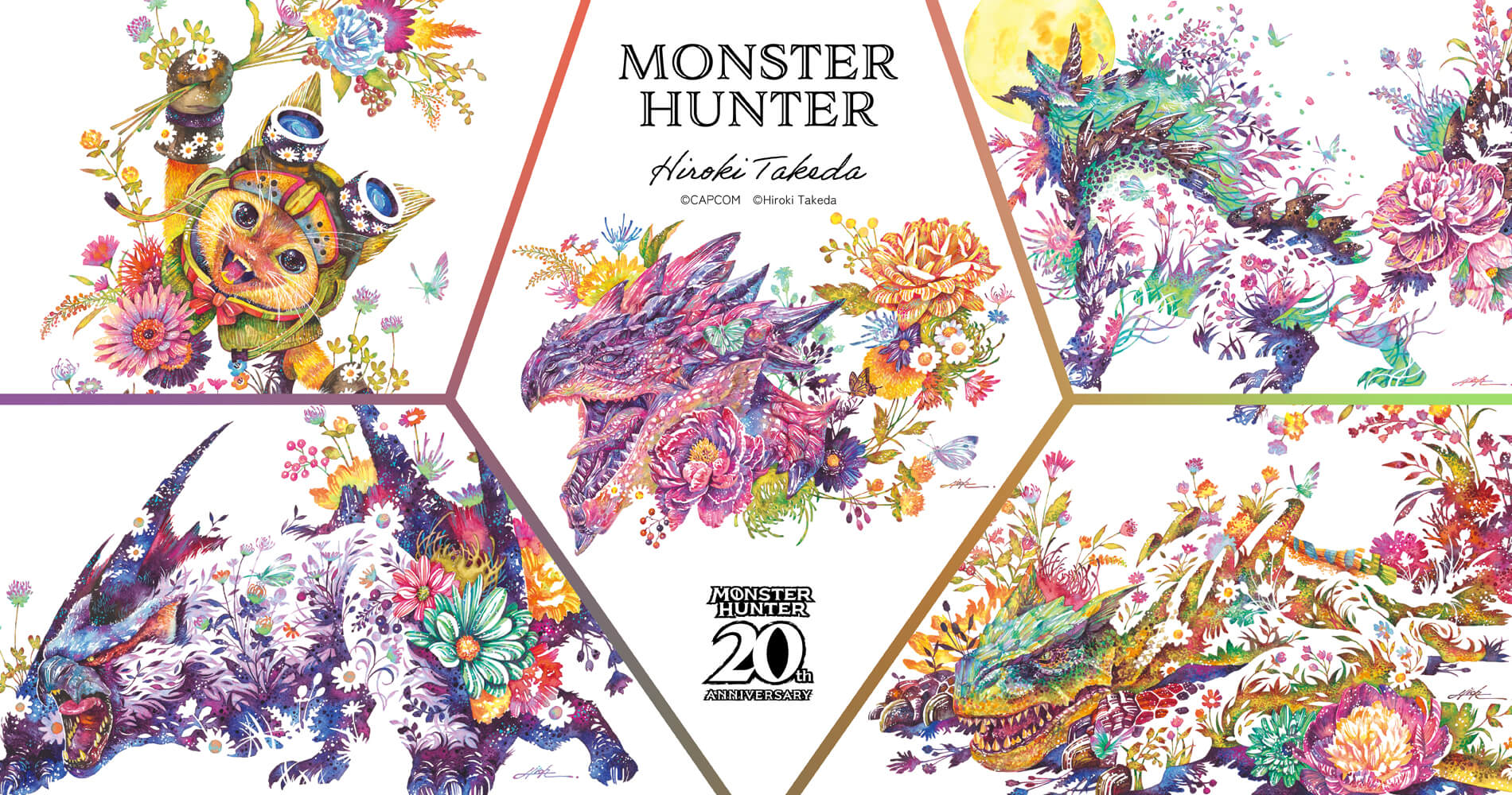「魔物獵人」Monster Hunter20週年紀念，攜手日本當代藝術家《Hiroki Takeda》聯名展覽：「緊急任務：花竜之息」作品系列，開放海外粉絲抽選購買！ - 非池中藝術網